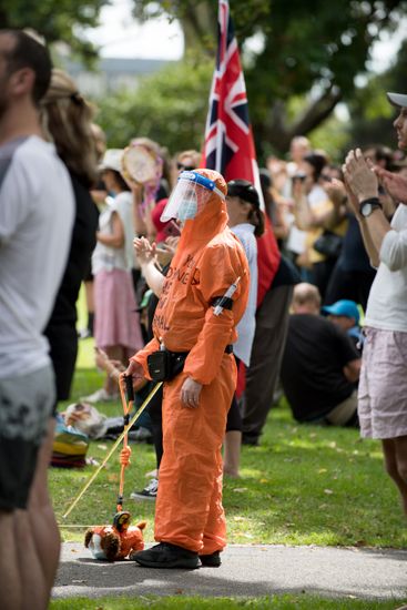 Demonstrator Dressed Hazmat Costume Freedom Rally Editorial Stock Photo ...