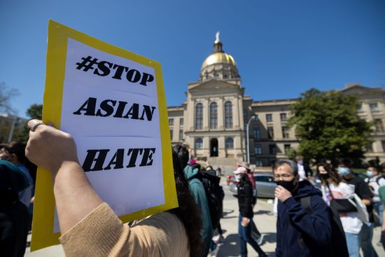 Protestors Hold Signs Stop Asian Hate Editorial Stock Photo - Stock ...