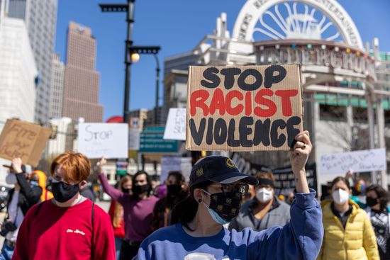 Protestors Hold Signs Stop Asian Hate Editorial Stock Photo - Stock ...