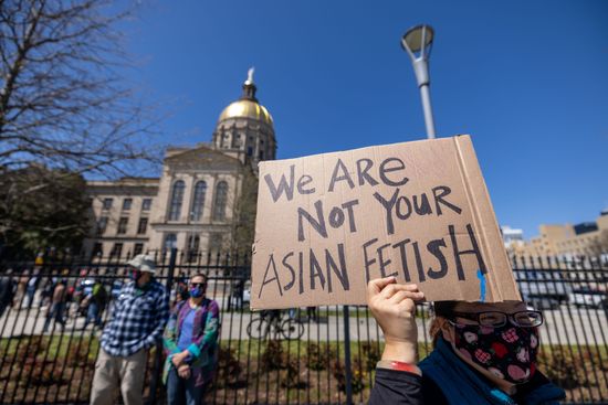 Protestors Hold Signs Stop Asian Hate Editorial Stock Photo - Stock ...