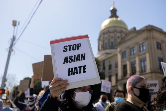 Protestors Hold Signs Stop Asian Hate Editorial Stock Photo - Stock ...
