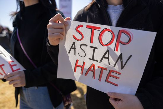 Protestors Hold Signs Stop Asian Hate Editorial Stock Photo - Stock ...
