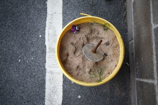 Sand Bucket Used Pyrotechnics Remains Unused Editorial Stock Photo ...