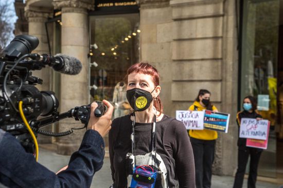 Protester Seen Giving Interview During Demonstration Editorial Stock ...