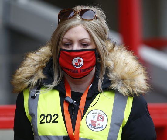 Steward Wearing Crawley Town Mask During Editorial Stock Photo - Stock ...