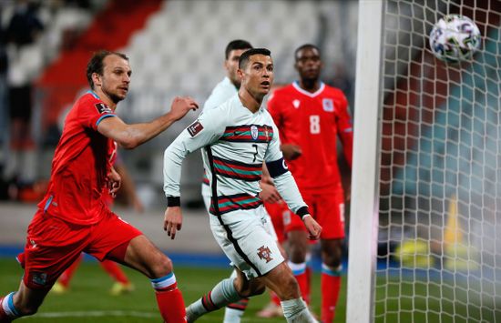 Portugals Cristiano Ronaldo C Luxembourgs Lars Editorial Stock Photo ...