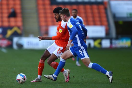 Blackpools Ellis Simms Jack Tucker Gillingham Editorial Stock Photo ...