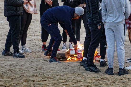 Young People Light Fire Empty Beer Editorial Stock Photo - Stock Image ...