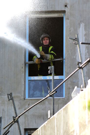 Heavy Explosions Fire On Construction Site Editorial Stock Photo ...