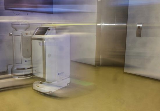 Medical Ai Robot Moves Trough Showroom Editorial Stock Photo - Stock ...