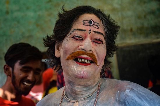 Devotee Well Cosplayer Smiles Painted Face Editorial Stock Photo ...