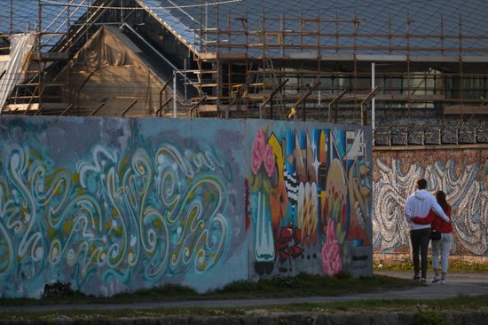 Couple Walks By Wall New Murals Editorial Stock Photo - Stock Image ...