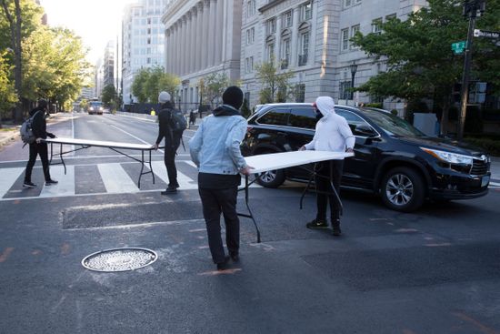 People Block Off Intersection Traffic Before Editorial Stock Photo ...