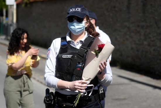 Police Officer Holds Red Roses Brought Editorial Stock Photo - Stock ...