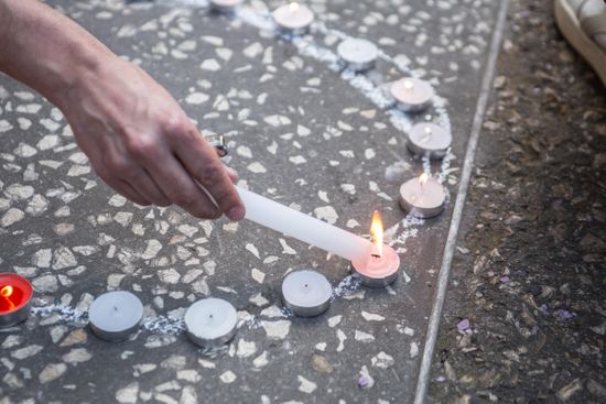 Protester Lights Candles During Demonstration About Editorial Stock ...