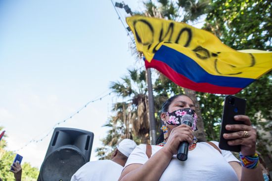 Protester Speaks Through Microphone During Demonstration Editorial ...