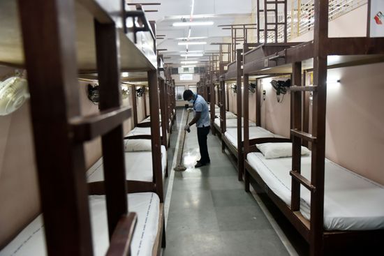 Health Worker Mops Floor Dormitory Bed Editorial Stock Photo - Stock ...
