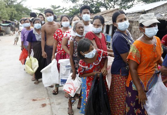 People Queue Receive Food Donated By Editorial Stock Photo - Stock ...