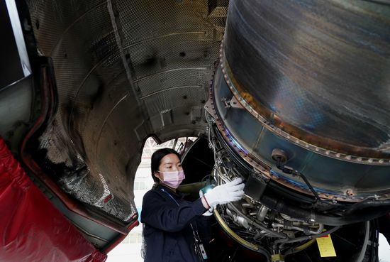 Liu Qiqi Checks Engine Airplane Maintenance Editorial Stock Photo ...
