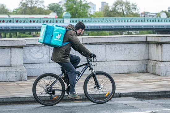 Deliveroo Rider Backpack Cycling On Putney Editorial Stock Photo ...