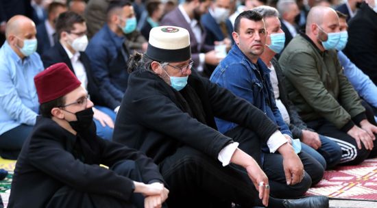 Bosnian Muslims Wearing Face Mask Attend Editorial Stock Photo - Stock ...