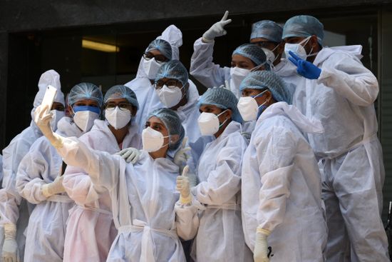 Nurses Ppe Kits Pose Selfie Photo Editorial Stock Photo - Stock Image ...