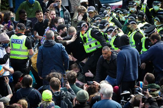 Police Officers Clash Protestors Who Blocking Editorial Stock Photo ...