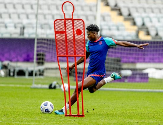 Barcelonas Asisat Oshola Action During Training Editorial Stock Photo ...