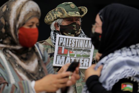 Members Palestinian Community Mexico Protest Monumento Editorial Stock ...