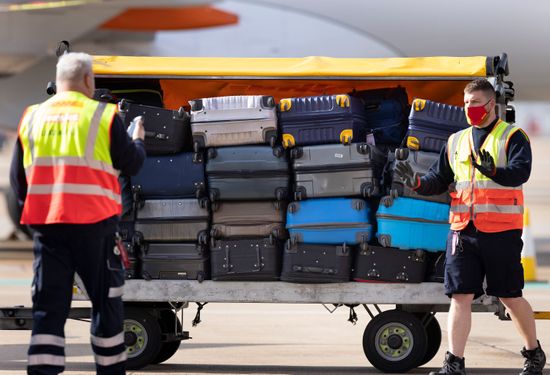 Ground Crew Prepare Load Baggage On Editorial Stock Photo - Stock Image ...