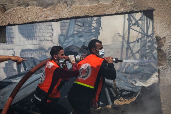 Palestinian Firefighters Participate Efforts Put Out Editorial Stock ...