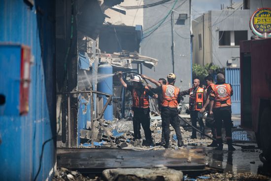 Palestinian Firefighters Participate Efforts Put Out Editorial Stock ...