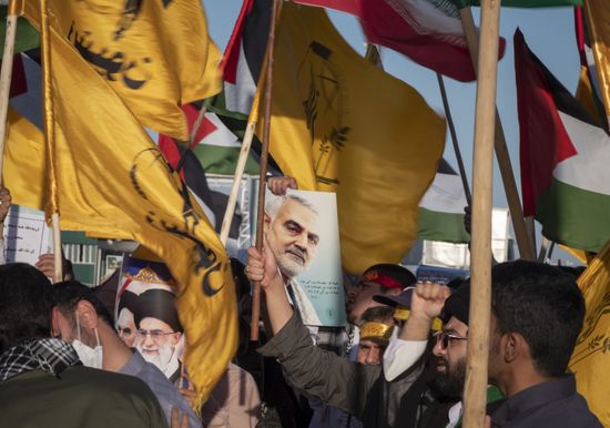 Iranian Clerics Carrying Flags Portrait Iranian Editorial Stock Photo ...