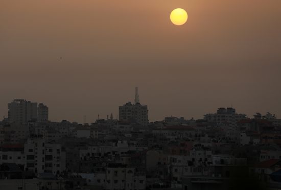 Sunrise Over Gaza City After Start Editorial Stock Photo - Stock Image ...