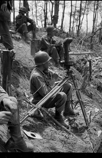 Soldier Using Field Telephone During Korean Editorial Stock Photo ...
