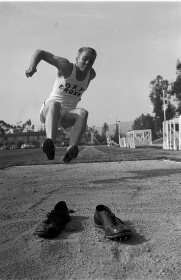 Jim Mathias Jumping During Long Jump Editorial Stock Photo - Stock ...