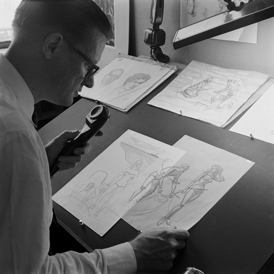 Man Looking Drawing Mail Art Manufacturing Editorial Stock Photo ...