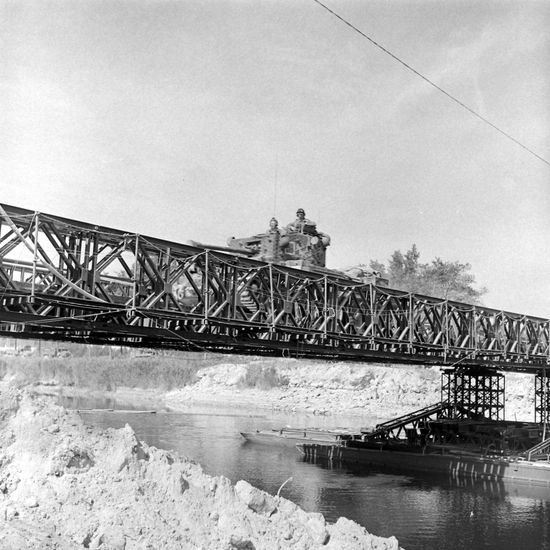 Tank Crossing Bridge Near French Town Editorial Stock Photo - Stock ...
