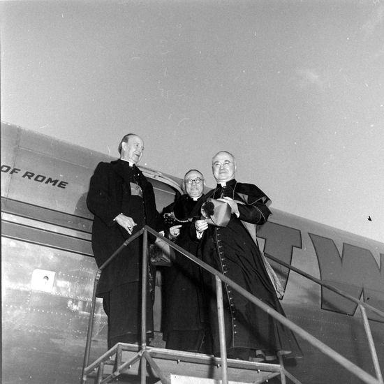 Samuel Stritch Disembarking Plane Men Rome Editorial Stock Photo ...