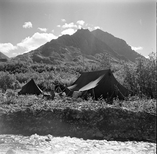 Man Standing Outside Tent During Mapping Editorial Stock Photo - Stock ...