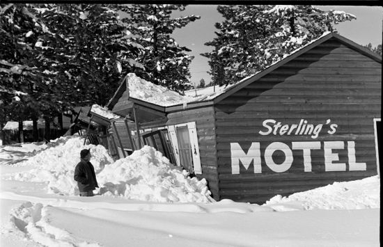 Man Looking Snow Covering Sterlings Motel Editorial Stock Photo - Stock ...