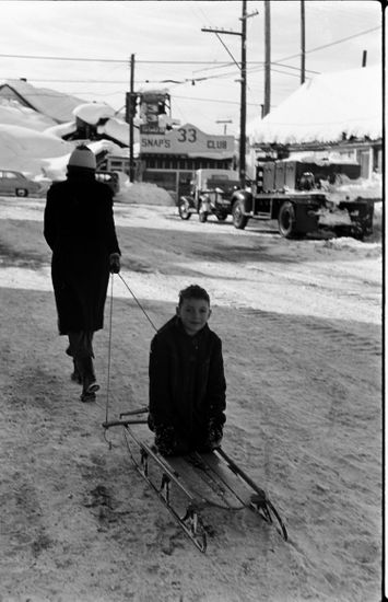 Child Riding Sled During Snow Portola Editorial Stock Photo - Stock ...