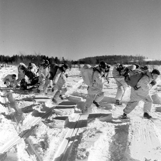 Men Pulling Equipment During Operation Snow Editorial Stock Photo ...