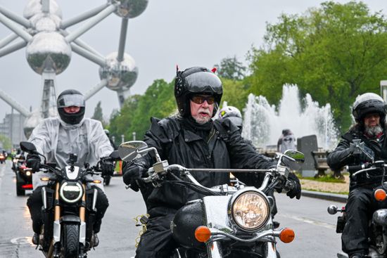Demonstration Belgian French Bikers Atomium Against Editorial Stock ...
