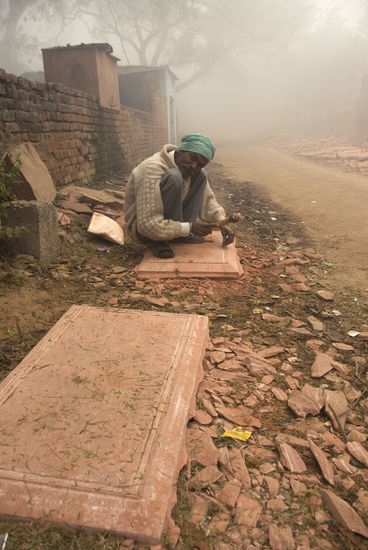 Stone Mason Carving Relief Taj Mahal Editorial Stock Photo - Stock ...