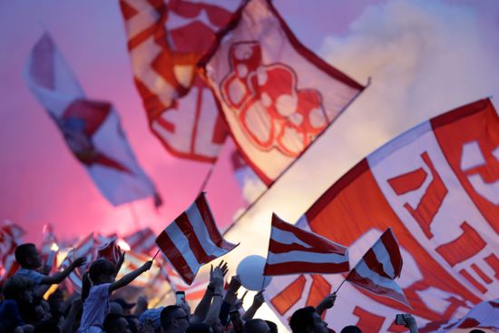 Supporters Red Star Wave Flags During Editorial Stock Photo - Stock ...