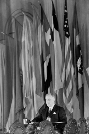 President Franklin Roosevelt Speaking Podium During Editorial Stock ...