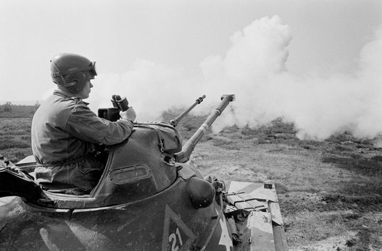 Soldier Riding Tank During Grafenwohr Training Editorial Stock Photo ...