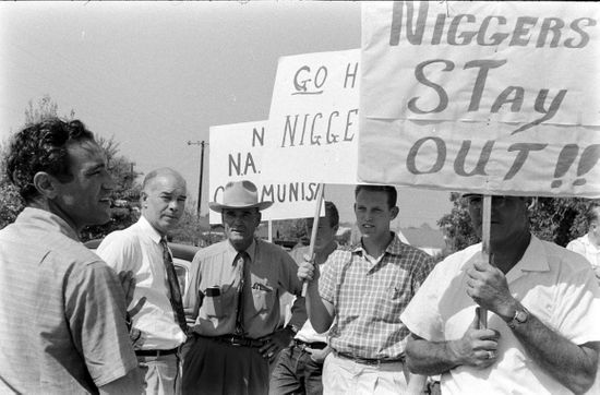 Rioters Carrying Placards During Racial Integration Editorial Stock ...
