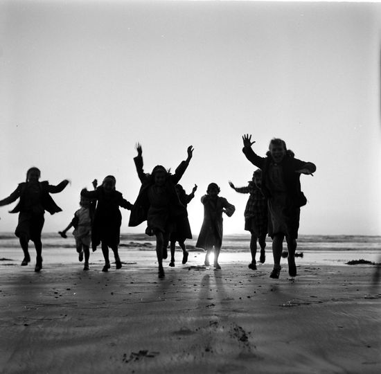 Girl Scouts Running On Shoreline California Editorial Stock Photo ...